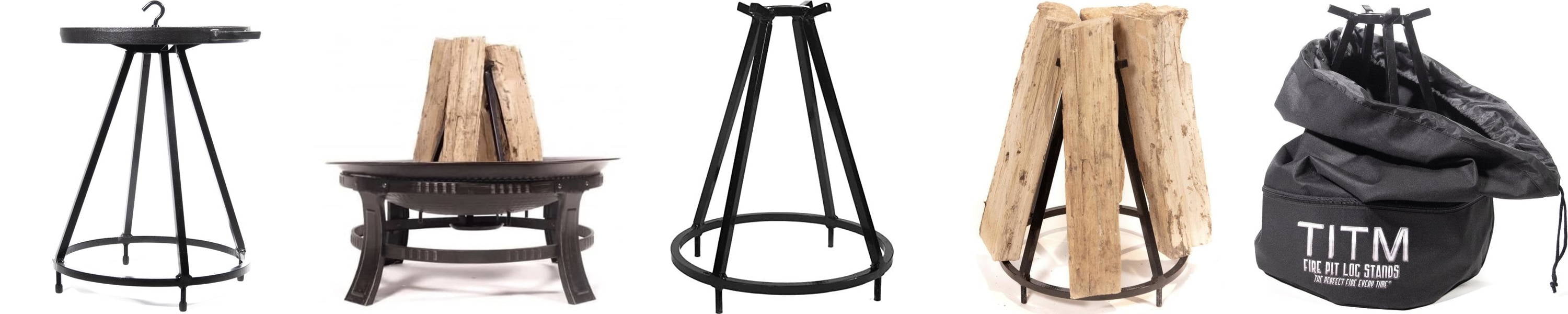 TITM Fire Pit Log Stand w/ Liddle Skiddle and Carry Pack 3 in 1 Value ...