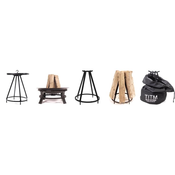 TITM Fire Pit Log Stand w/ Liddle Skiddle and Carry Pack 3 in 1 Value ...