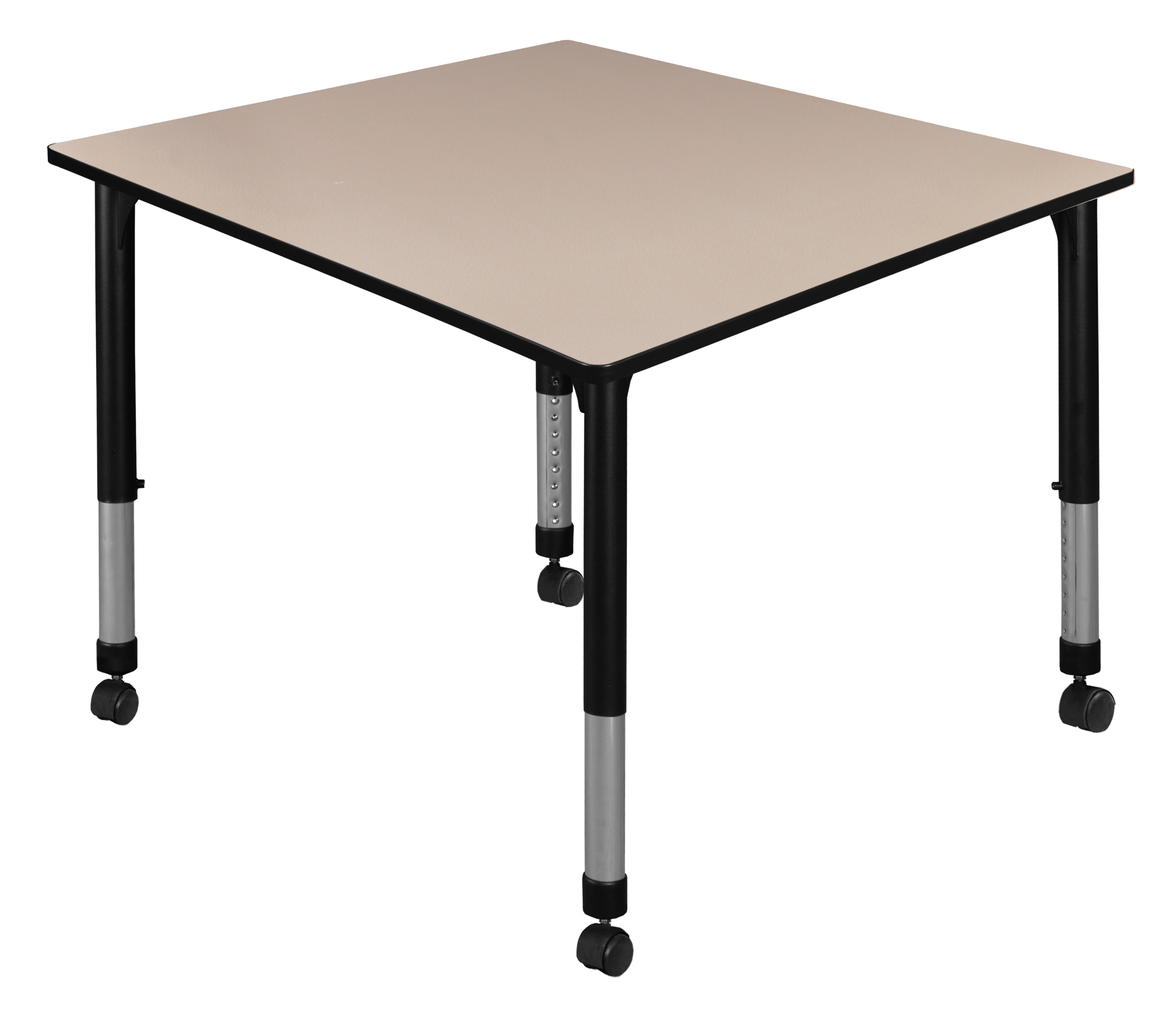 Kee 48" Square Height Adjustable Mobile Classroom Table - Beige ...