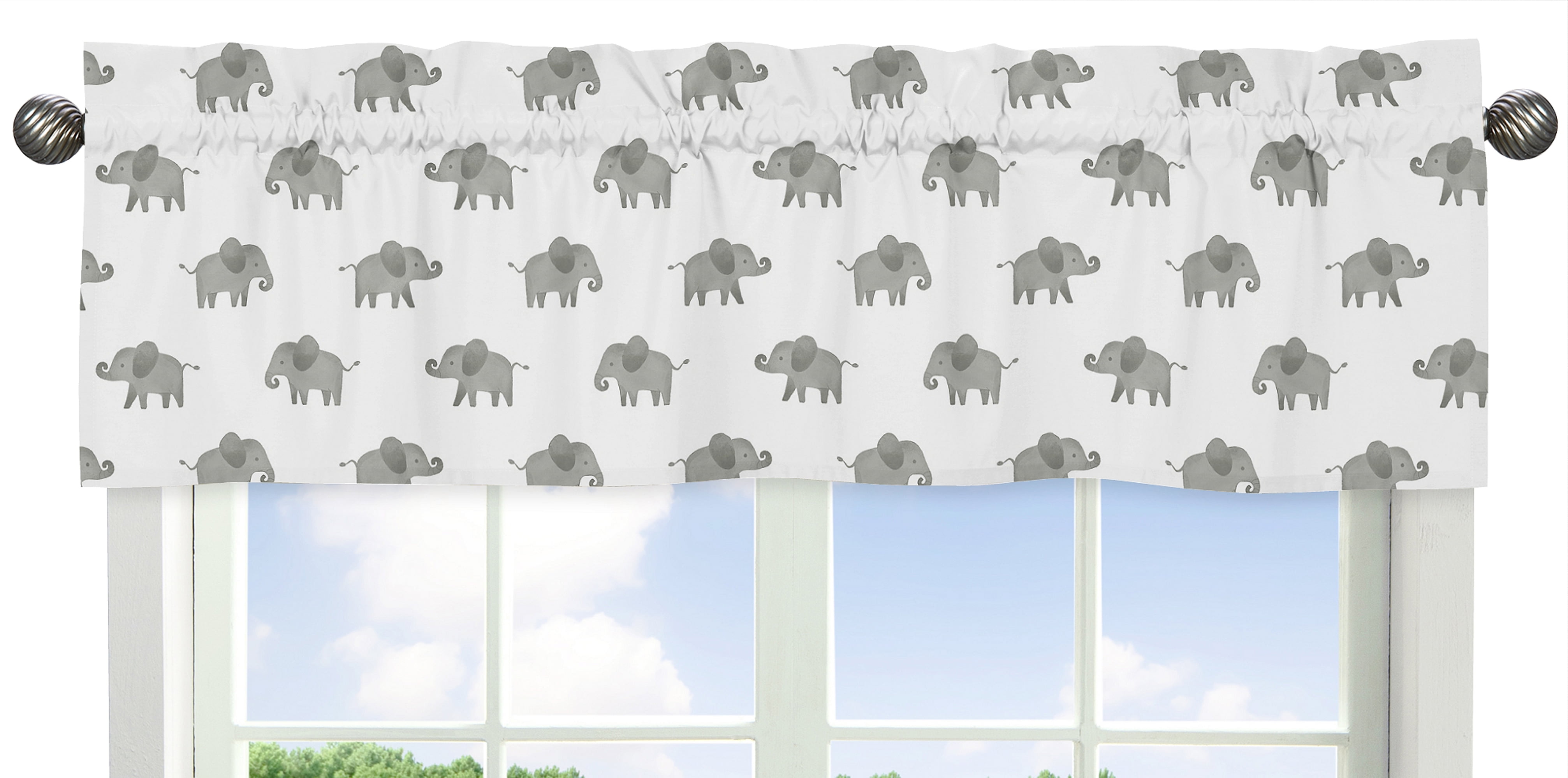 Elephant Grey and Mint Collection Window Valance - Walmart.com