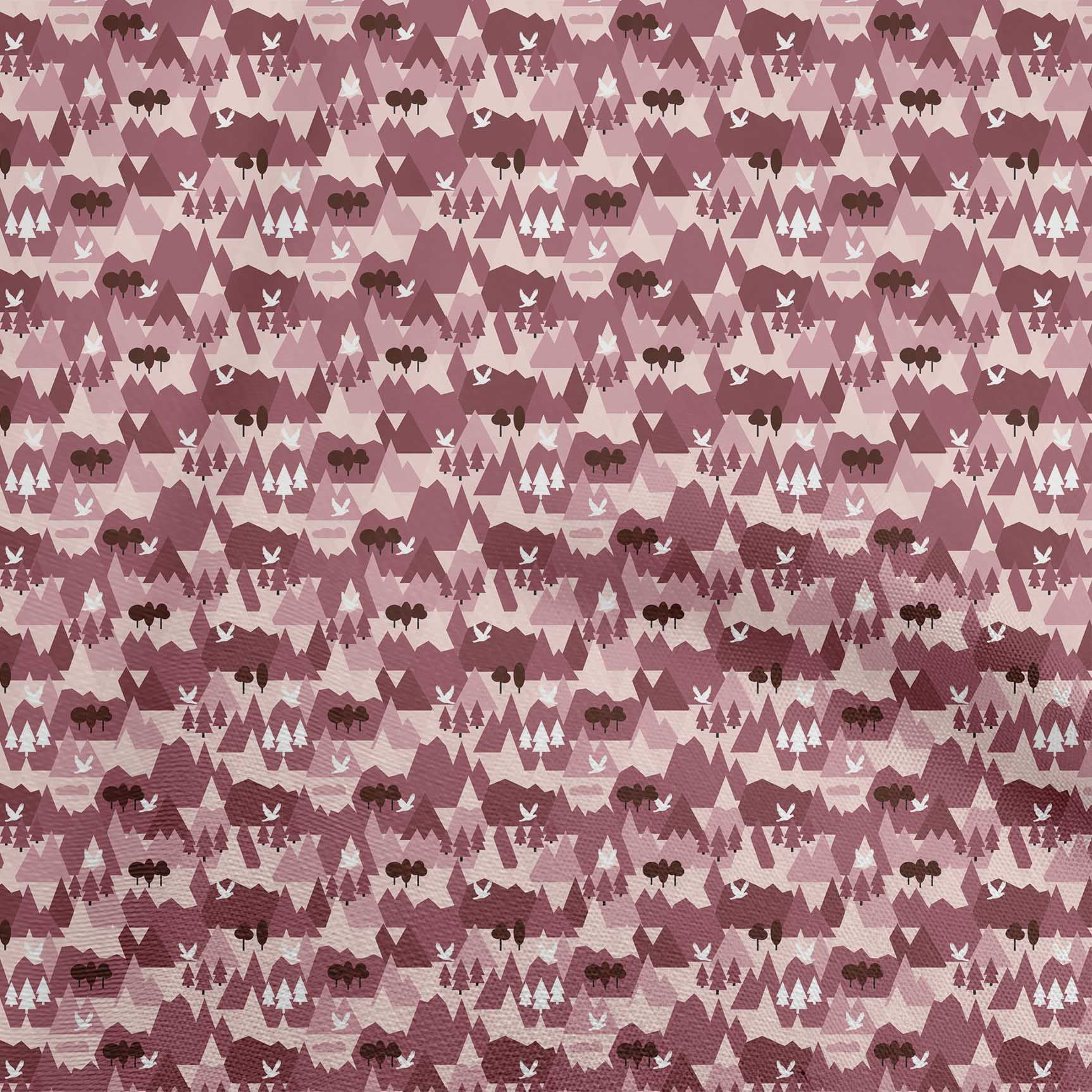oneOone Cotton Poplin Twill Magenta Fabric Kids Mountains Pattern ...
