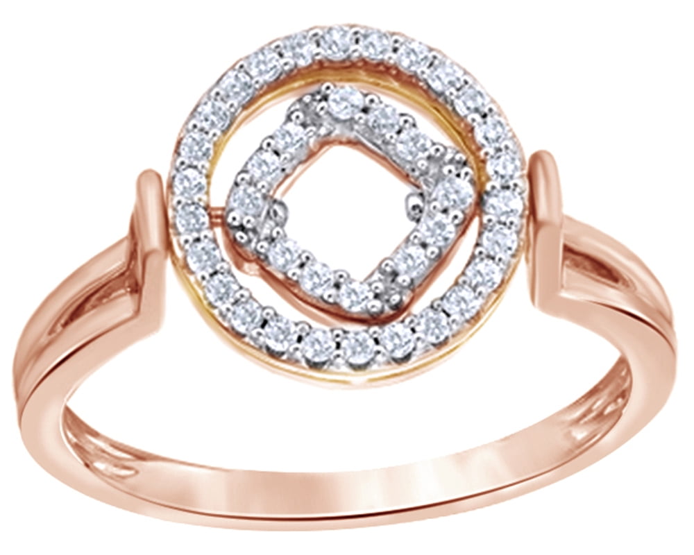 Round Cut White Natural Diamond Movable Circle Ring in 10k Rose Gold (0 ...