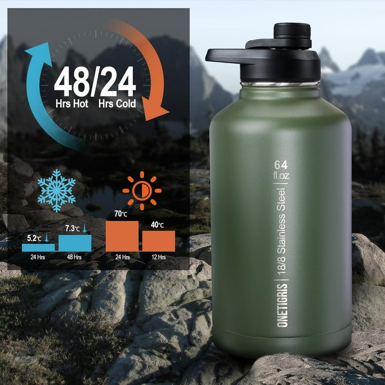 Half Gallon Water Bottle Insulated 64 Oz Water Bottle With Straw - Half ...