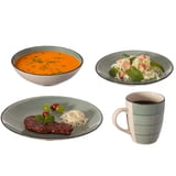 32 PC Spin Wash Dinnerware Dish Set for 8 Person | Mugs, Salad and ...