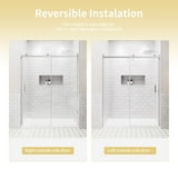 Frameless Shower Door, 56-60" W x 74" H Single Sliding Glass Door, With 5/16" Clear Tempered ...