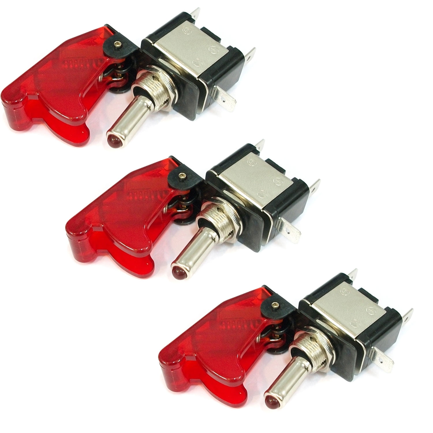 TrendBox 3 Sets (RED LED Light + RED Auto Cover) Toggle Flick SPST ...