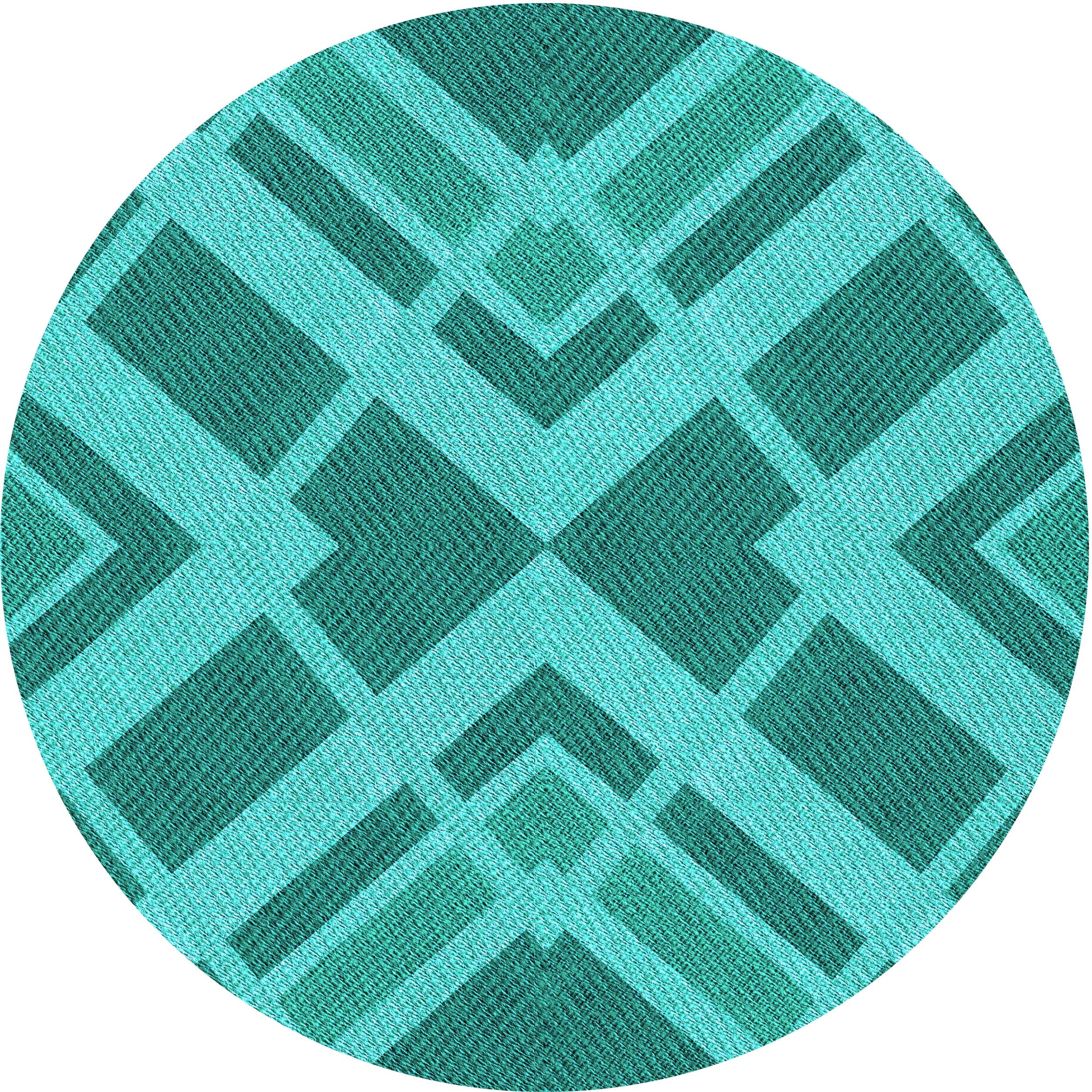Ahgly Company Indoor Round Patterned Dark Cyan Green Area Rugs, 4 ...