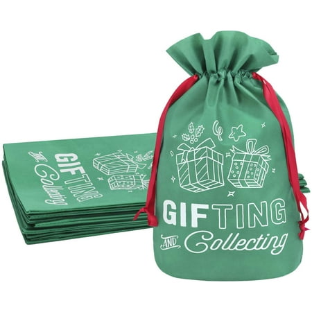 10PCS Christmas Drawstring Gift Bags Christmas Wrapping Goody Bags ...