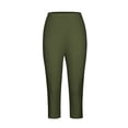 Besolor Capri Leggings for Women Elastic Waisted Slim Fitted Hem Hollow ...