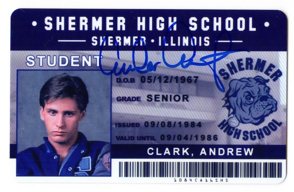 Emilio Estevez Signed The Breakfast Club Andrew Clark Shermer High ...