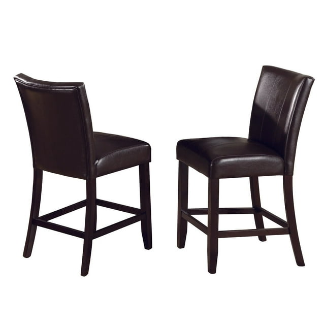 Traditional Style 4pc Set Counter Height Dining Chairs Brown Faux ...