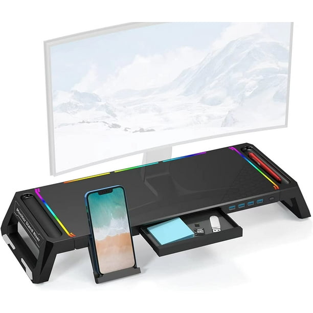 Monitor Stand Riser with 4 USB 3.0 Hub, Computer Monitor Stand with ...