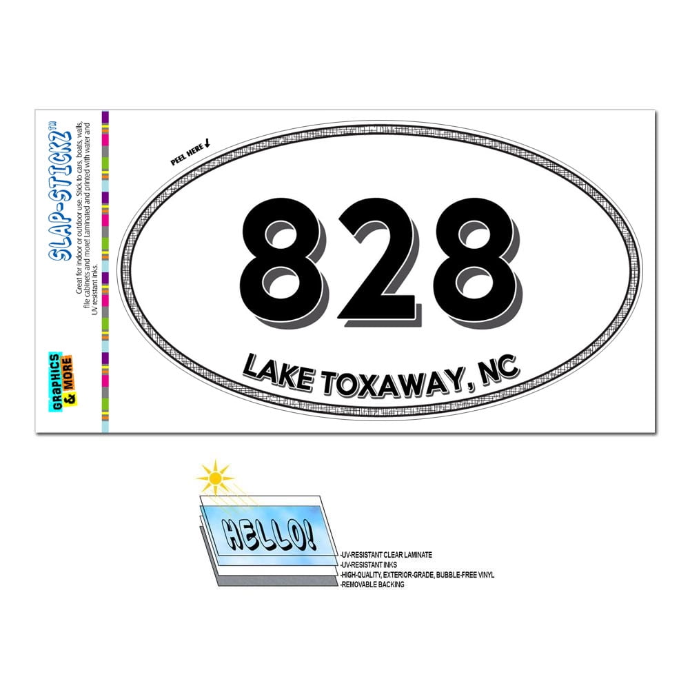 828 - Lake Toxaway, NC - North Carolina - Oval Area Code Sticker ...