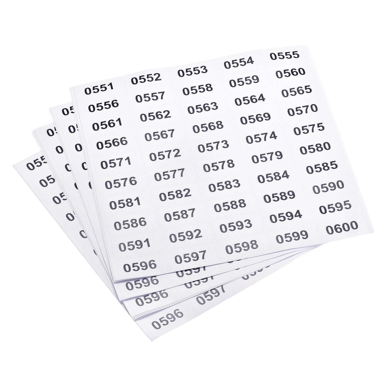 0551 to 0600 Consecutive Number Stickers Inventory Label Sheets for ...
