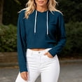 ATOYSOY Women Cropped Cutout Back Hoodie Drawstring Long Sleeve Loose ...