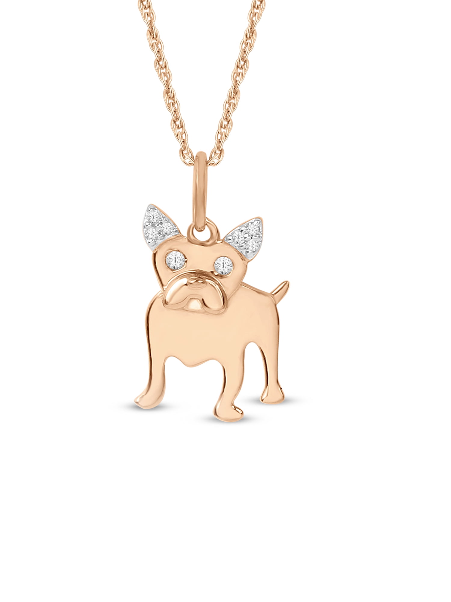 Imperial - Imperial 1/20Ct TDW Diamond Pug Dog Pendant Neclace in 10K ...