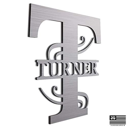 JASS GRAPHIX Turner 12" Brushed Aluminum Monogrammed Sign Door Wall ...