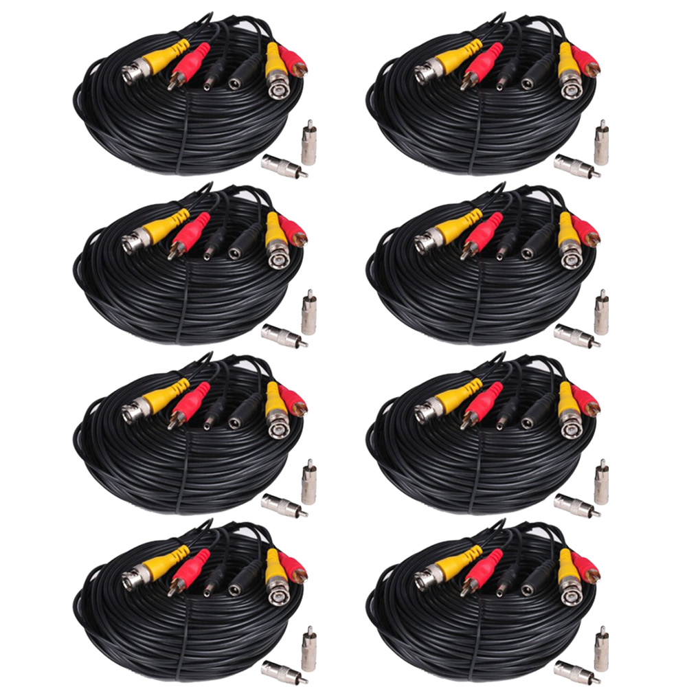 VideoSecu 8x 50ft Feet Surveillance BNC Video RCA Audio Cables for CCTV ...