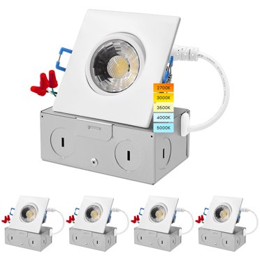 Luxrite 2 inch Gimbal LED Recessed Light with J-Box 5W 5 Color ...