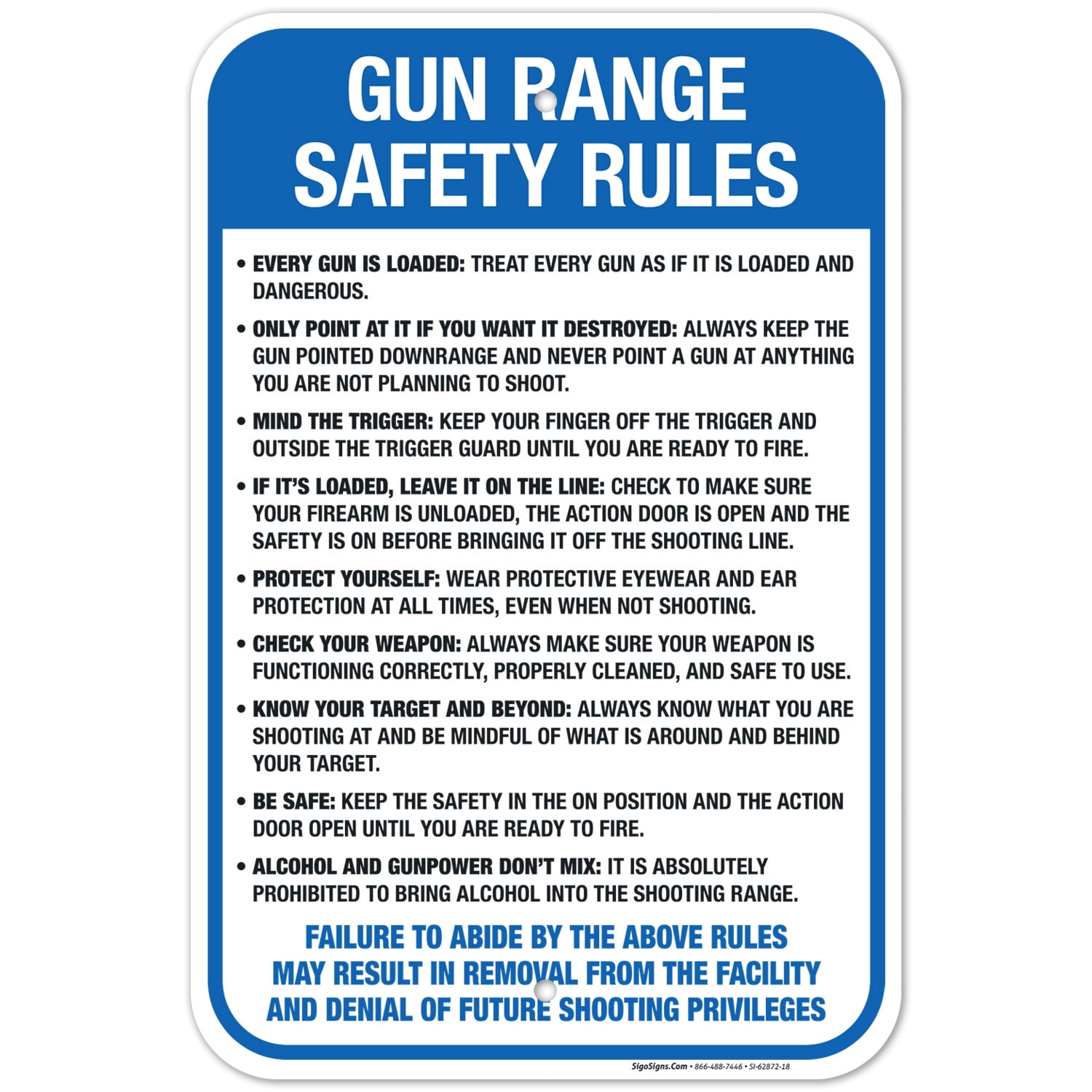 Gun Range Safety Rules Sign, - Walmart.com
