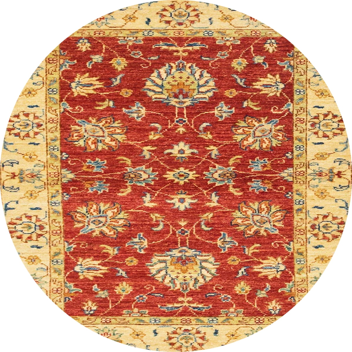 Ahgly Company Indoor Round Abstract Red Oriental Area Rugs, 6' Round ...