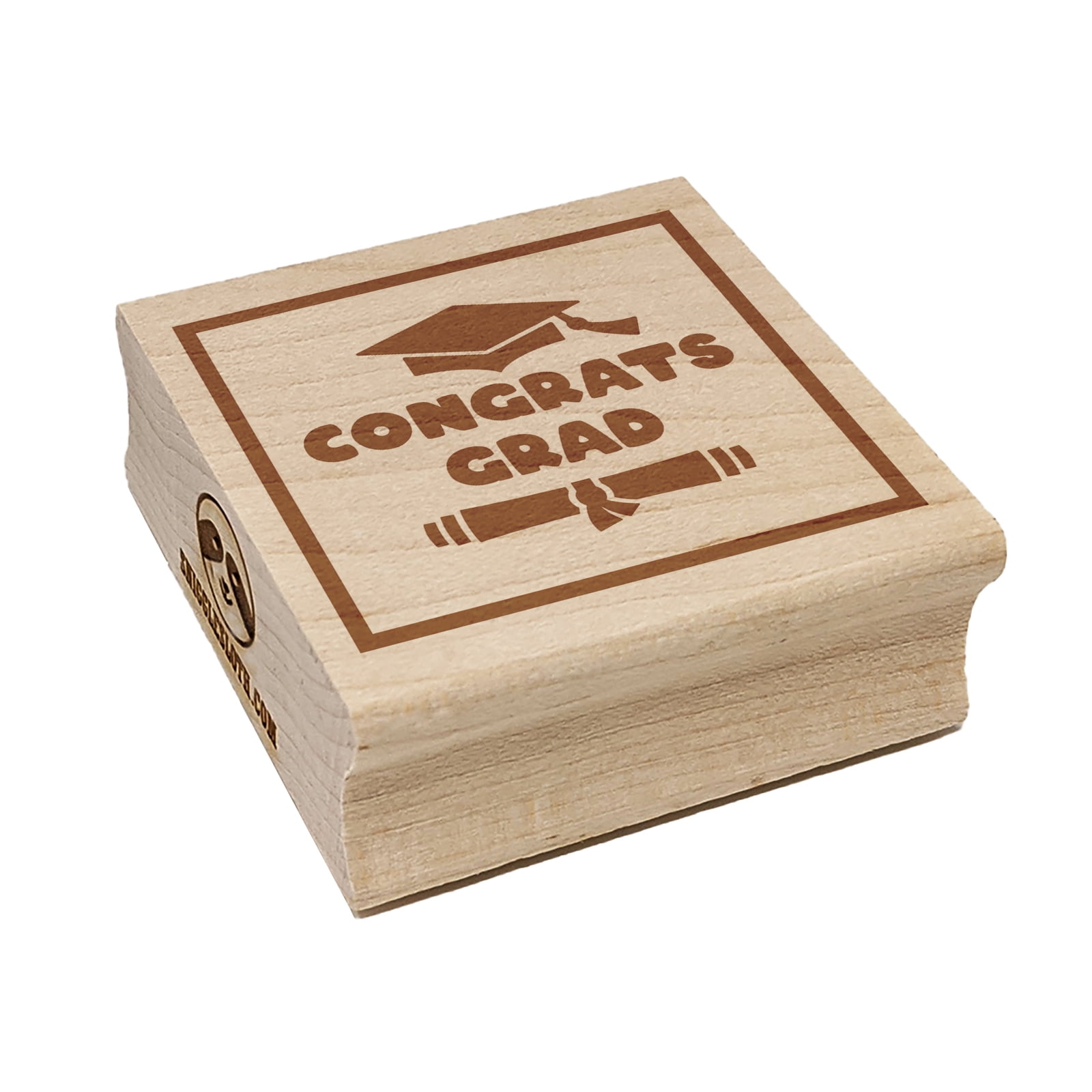Congrats Grad Graduate Graduation Cap Diploma Square Rubber Stamp ...