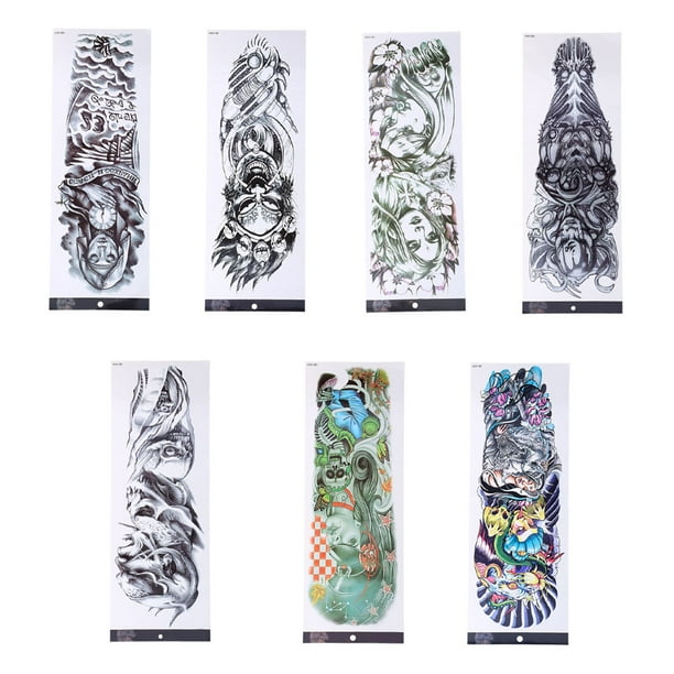 Tatuajes temporales de brazo completo, 7 piezas de tatuaje de brazo ...