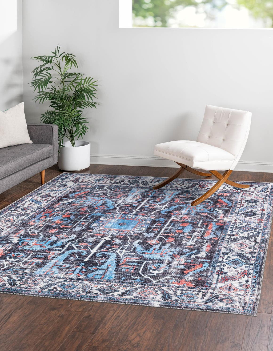 Rugs.com Mangata Collection Rug – 5' 3 Square Black Low Rug Perfect For ...