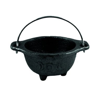 4" Triquetra Cast Iron Cauldron with Carry Handle for Spells, Smudging, Ritual & Blessings ...