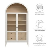 Modway Nolan 74" Tall Arched Storage Display Cabinet in Ivory Oak ...