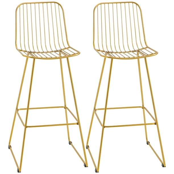 HOMCOM Metal Wire Bar Stools, Bar Height Barstools, 30" Seat Height ...