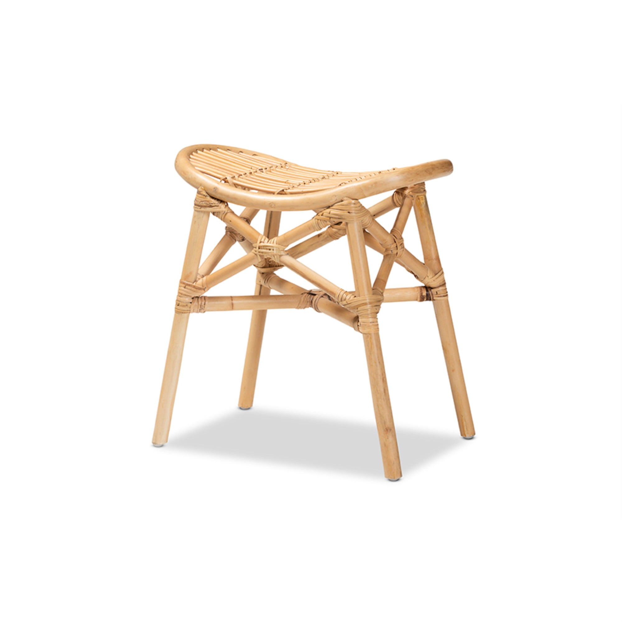 Baxton Studio Elgon Modern Bohemian Natural Brown Rattan Footstool ...