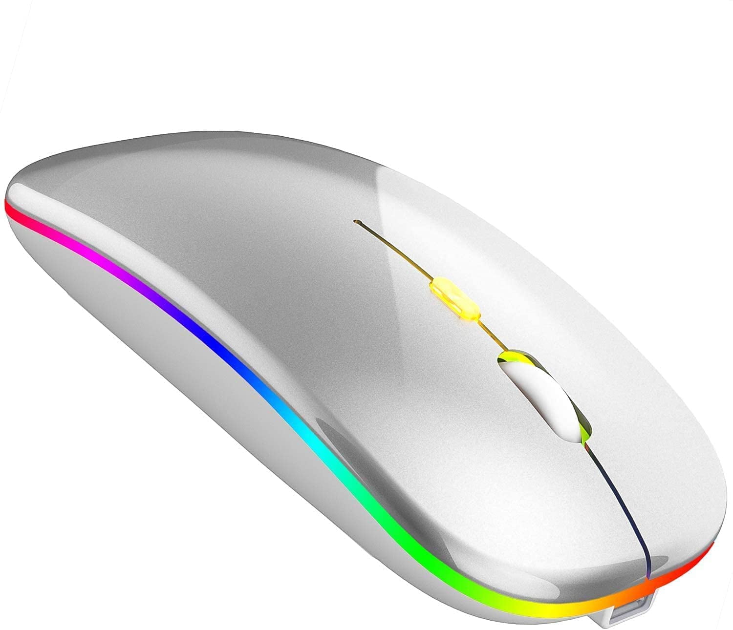 LED Wireless Mouse, Rechargeable Slim Silent Mouse 2.4G Portable Mobile ...