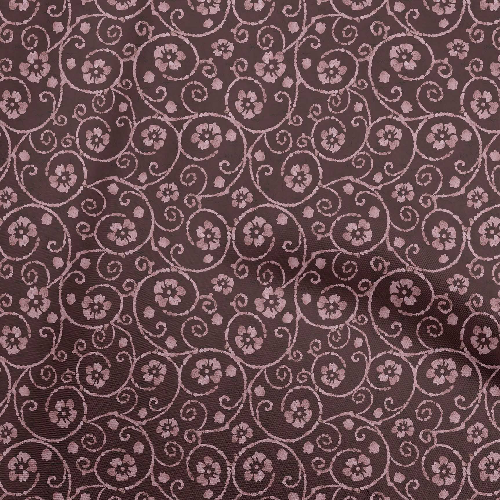 oneOone Viscose Chiffon Maroon Fabric Asian Batik Floral Quilting ...