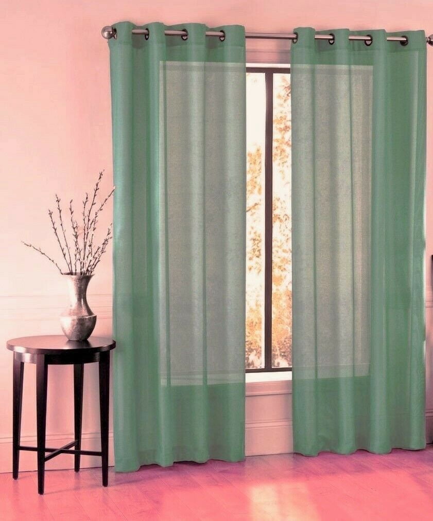 TEAL 1 Panel Ruby Solid Color Voile Sheer Window Curtain 8 Silver ...