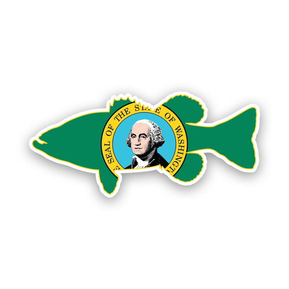 Washington Bass Flag Sticker Decal - Self Adhesive Vinyl - Weatherproof ...
