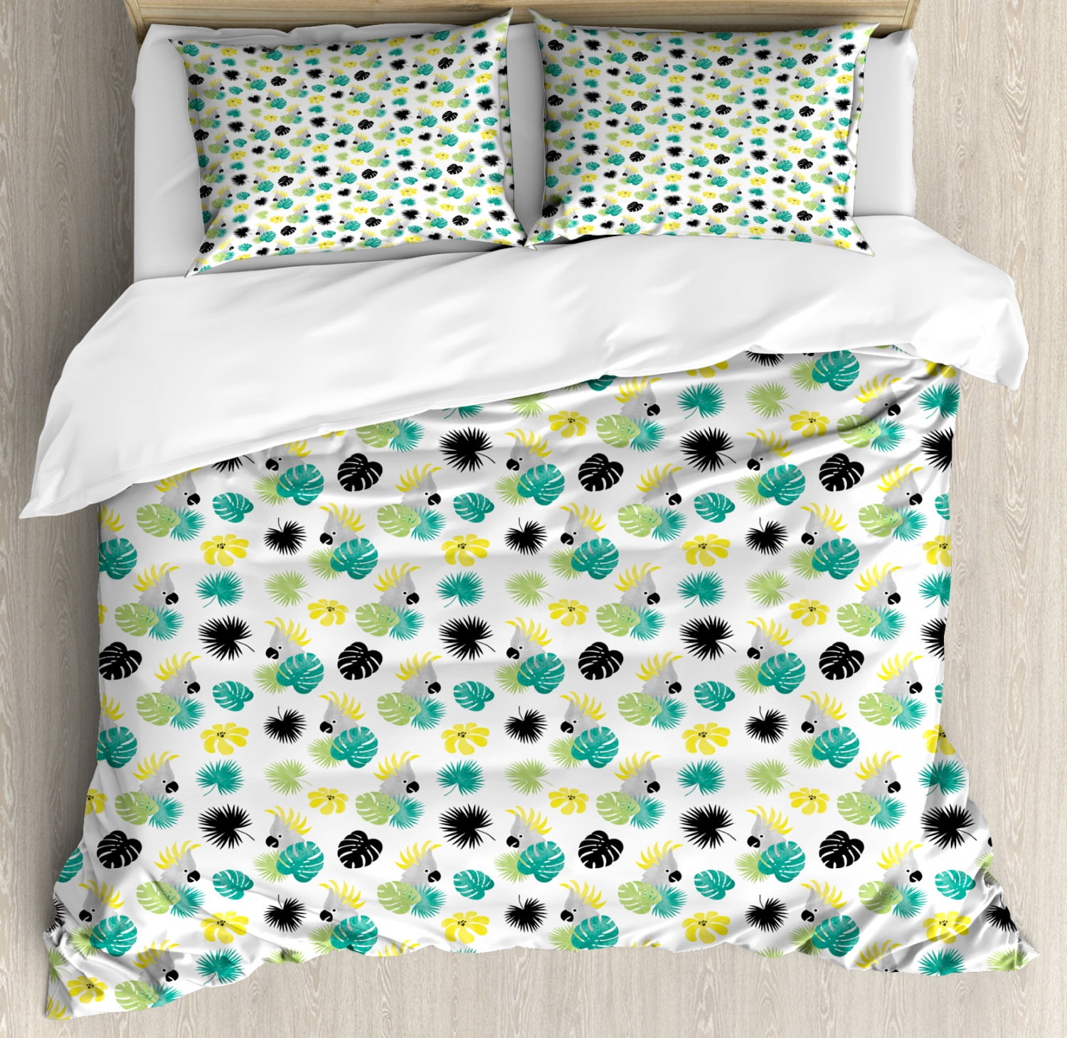 Yellow Bird Duvet Cover Set Queen Size, Hawaii Aloha Inspired Pattern ...