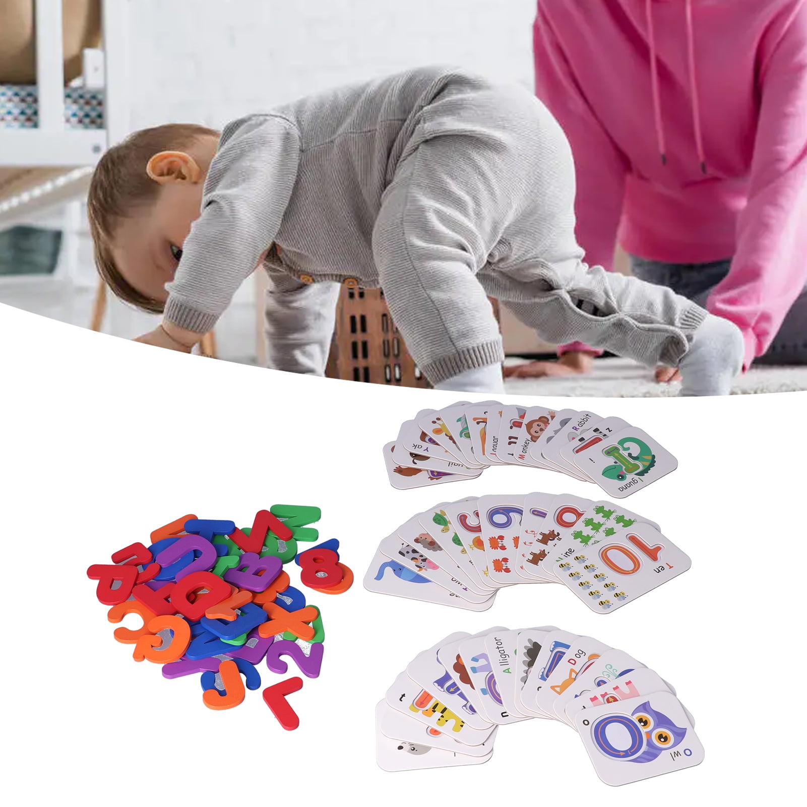Buy Number And Alphabet Flash Cards Set, Cute Pattern Children Matching ...