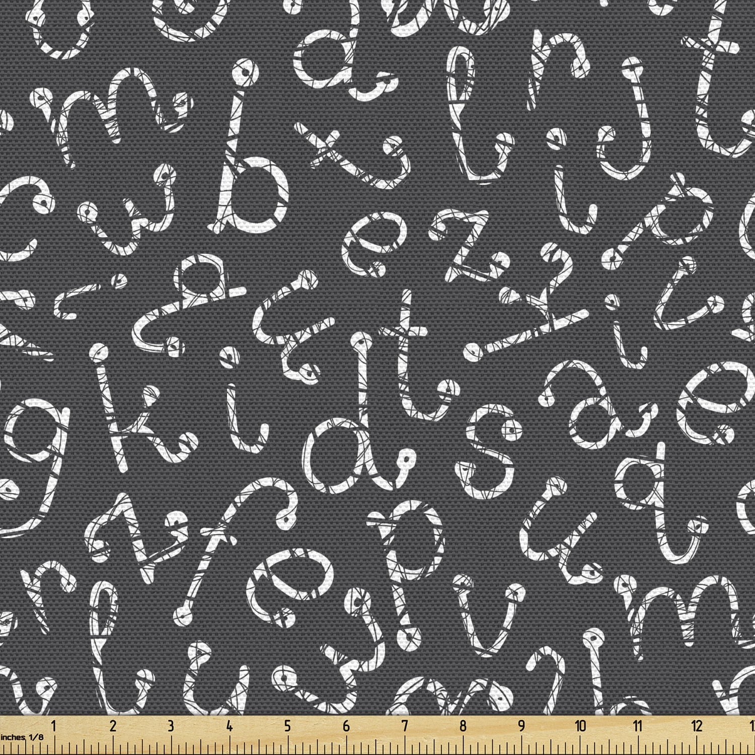 Alphabet Fabric by the Yard Upholstery, Print of Grunge Lowercase ...