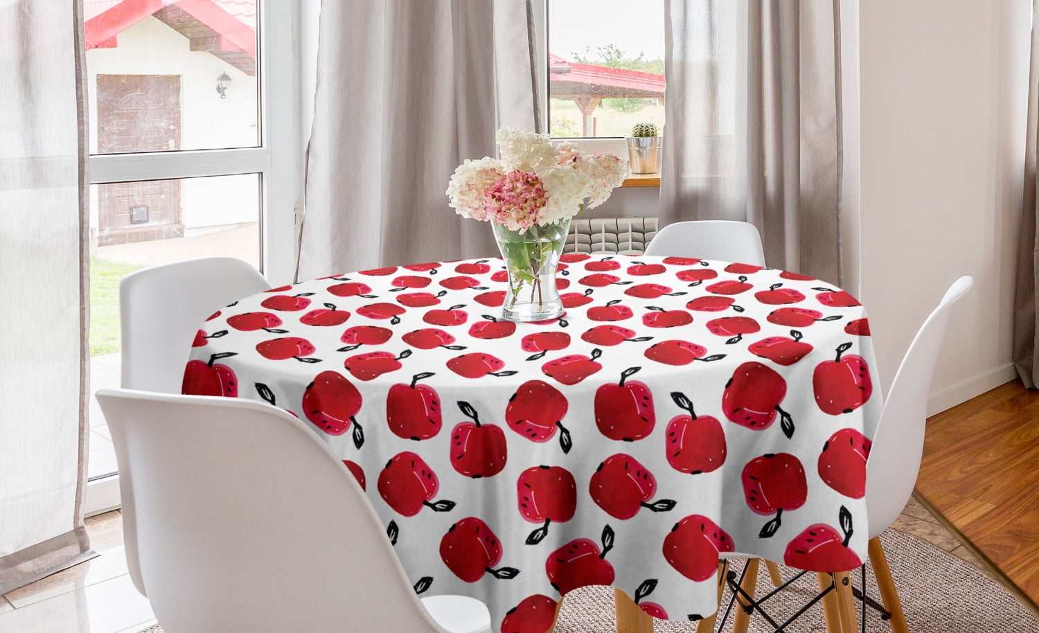 Autumn Round Tablecloth, Watercolor Look Hand Drawn Warm Colored Ripe ...