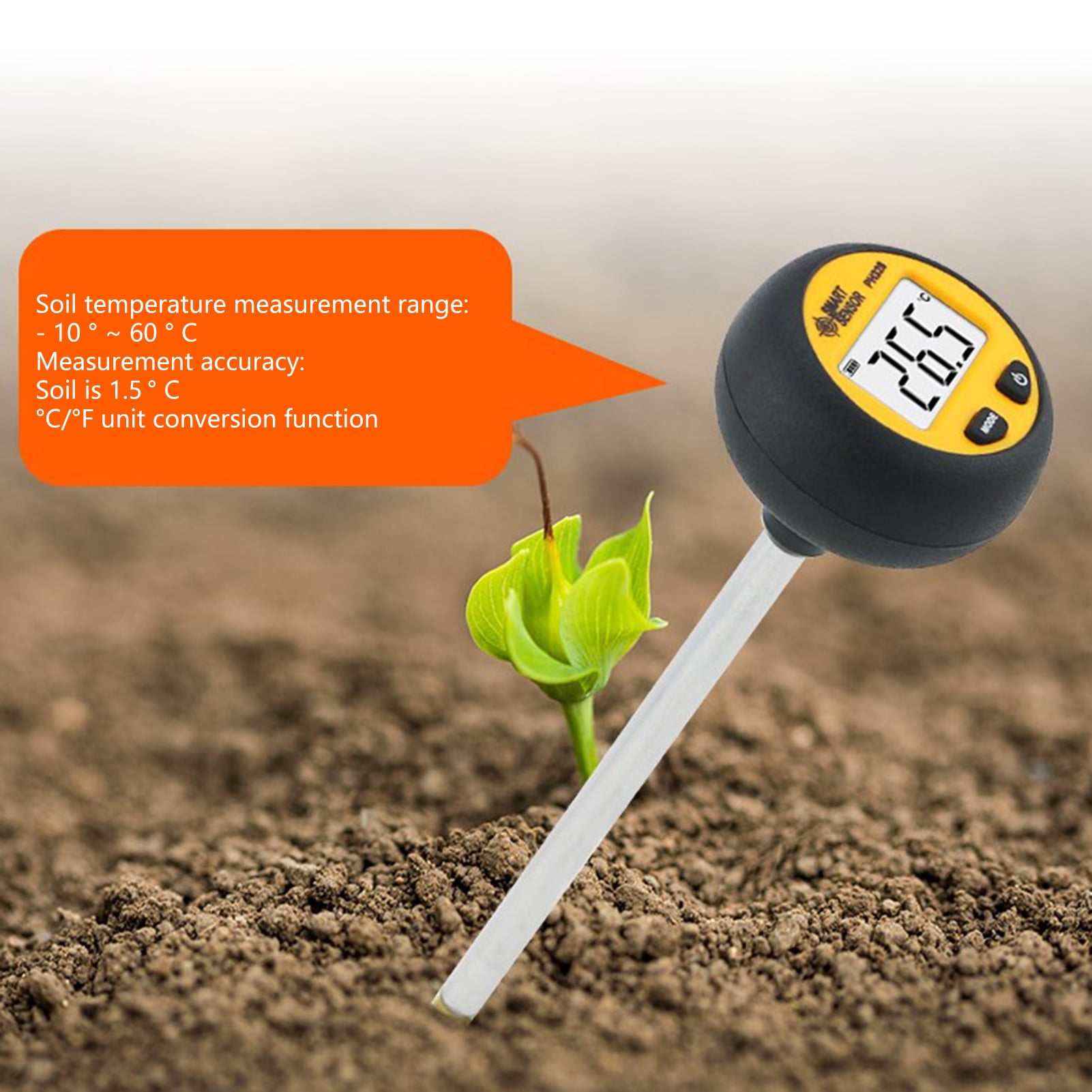AURORA TRADE Soil PH Meter LCD Screen High Precision Backlight Design ...