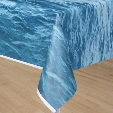 Ocean Waves Plastic Tablecloth Blue Water Print Table Cover Ocean ...