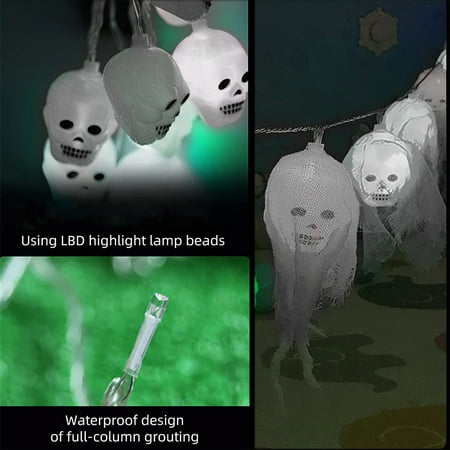 Light String Halloween LED Ghost Ghost Lamp Battery Ghost Light; Party ...