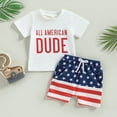 ASEIDFNSA Boys Red White Blue Outfit Set with Graphic Tee and Elastic ...