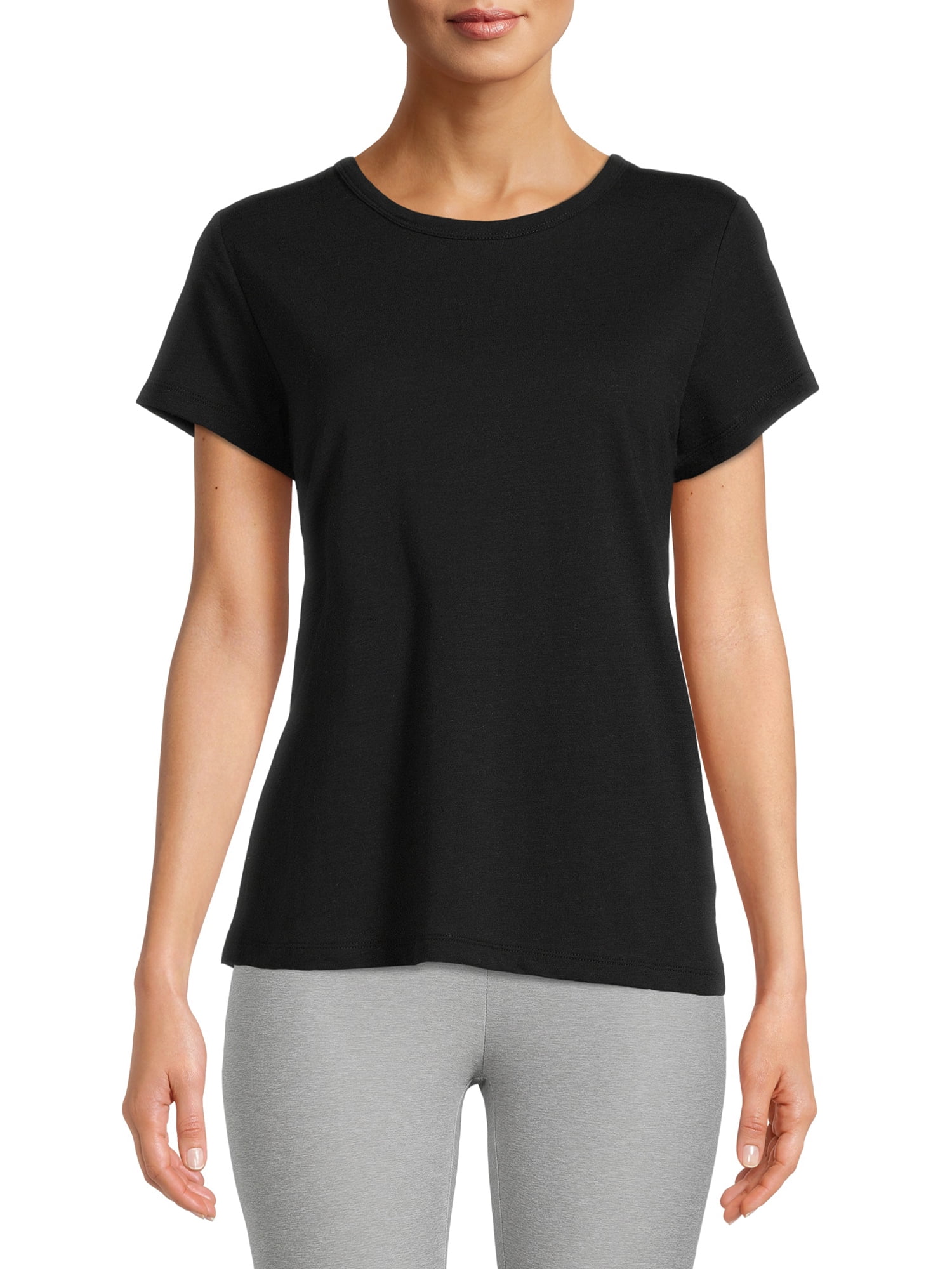 Time and Tru Women's Crewneck Slub Tee with Short Sleeves - Walmart.com