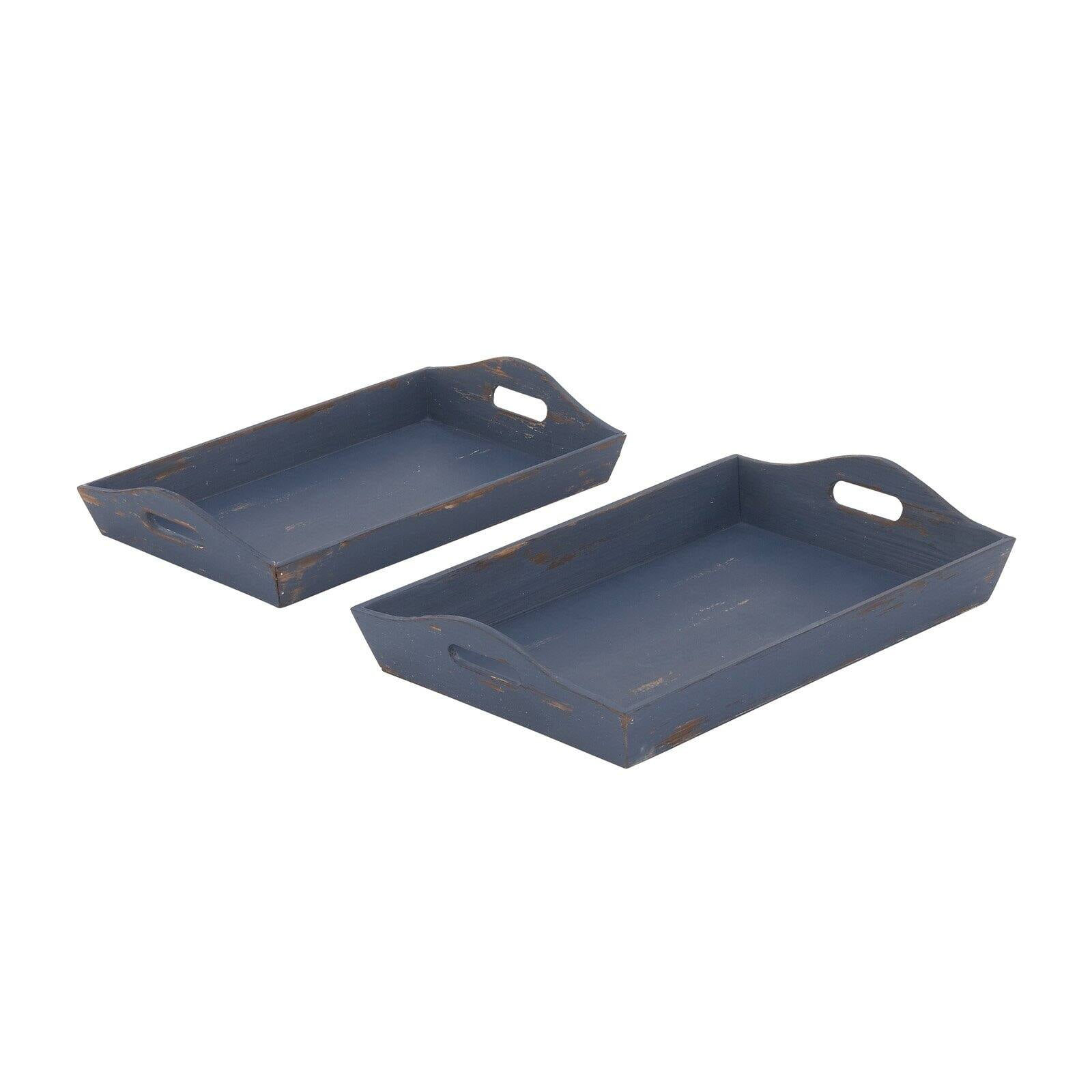 DecMode Distressed Rectangular Box Trays with Sloping Sides – Set of 2 ...