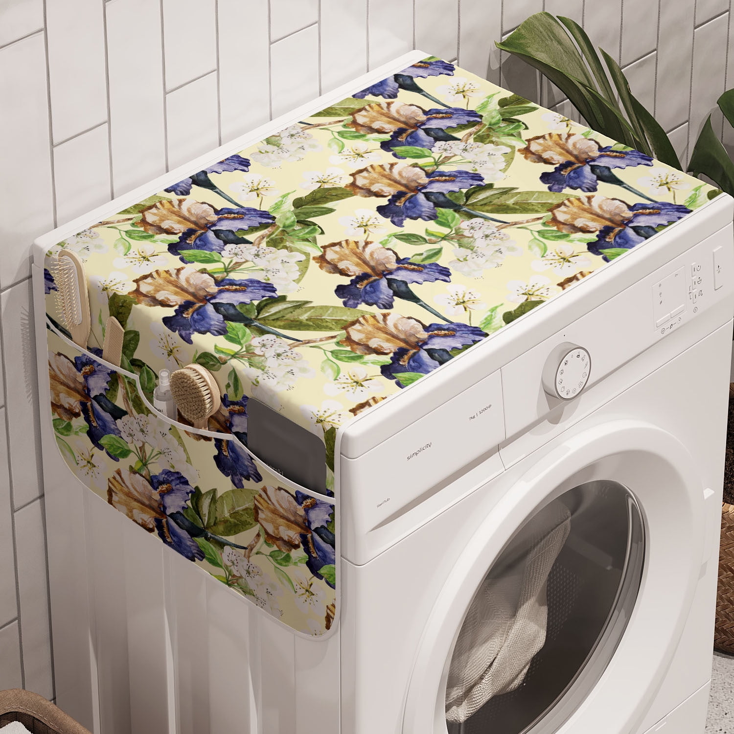 Floral Washing Machine Organizer, Watercolor Style Tropical Iris ...