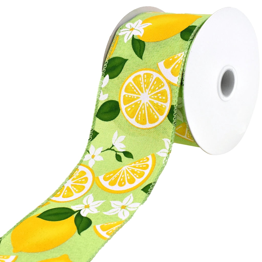 Lemons and Lillies Faux Linen Wired Ribbon, 2-1/2-Inch, 10-Yard - Lime ...