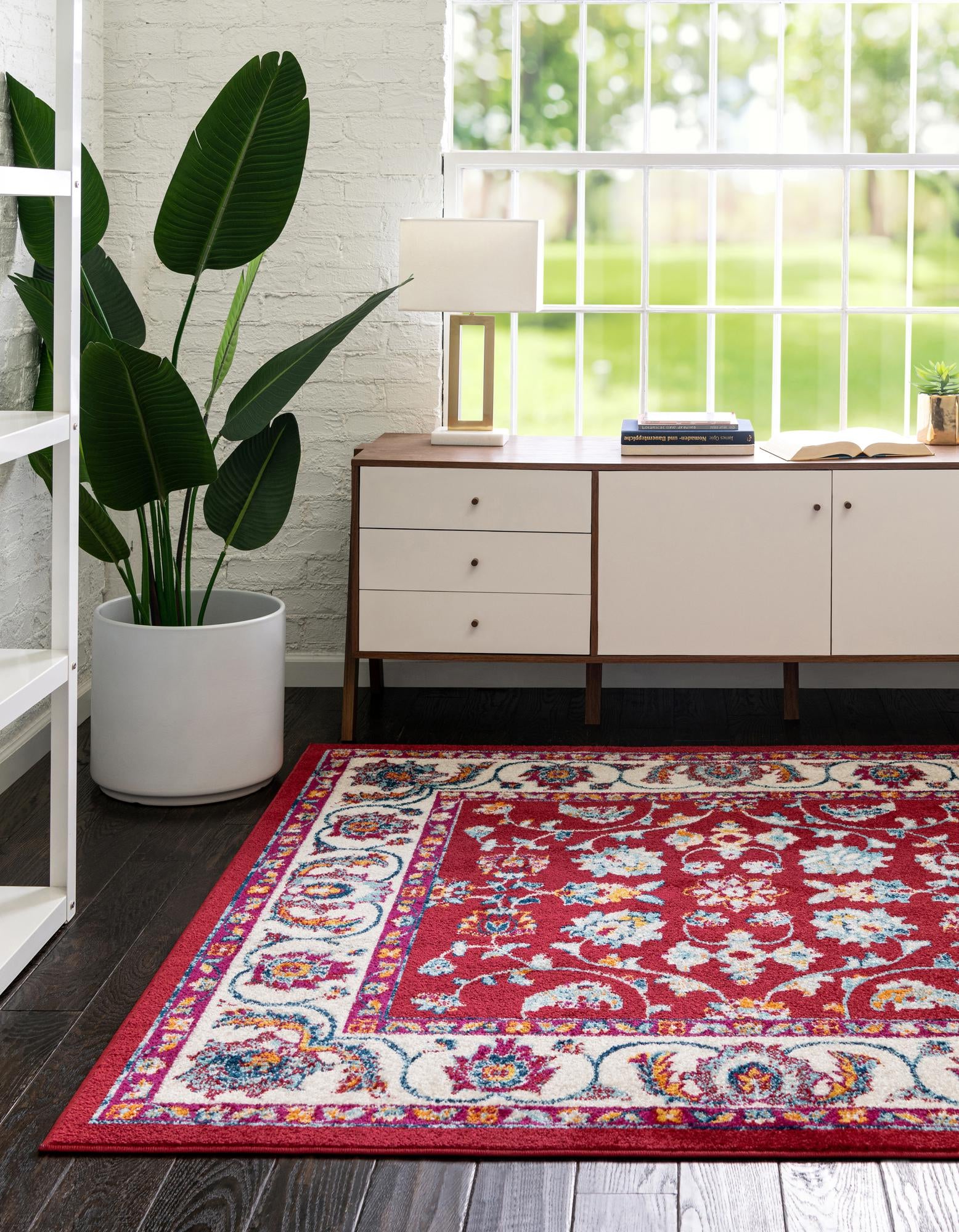 Rugs.com Aurelia Collection Rug – 4 Ft Square Magenta Medium-Pile Rug ...