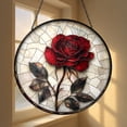 Red Rose Stained Glass Suncatcher – Vintage Floral Window Art Decor1701 ...